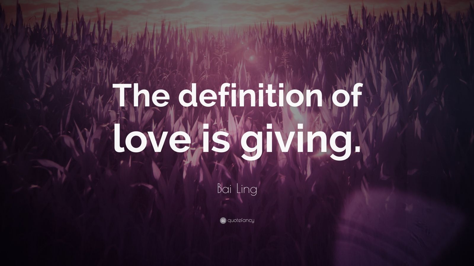 Bai Ling Quote: “The definition of love is giving.”