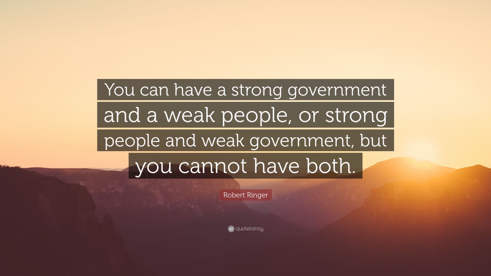 Robert Ringer Quote: “You can have a strong government and a weak ...