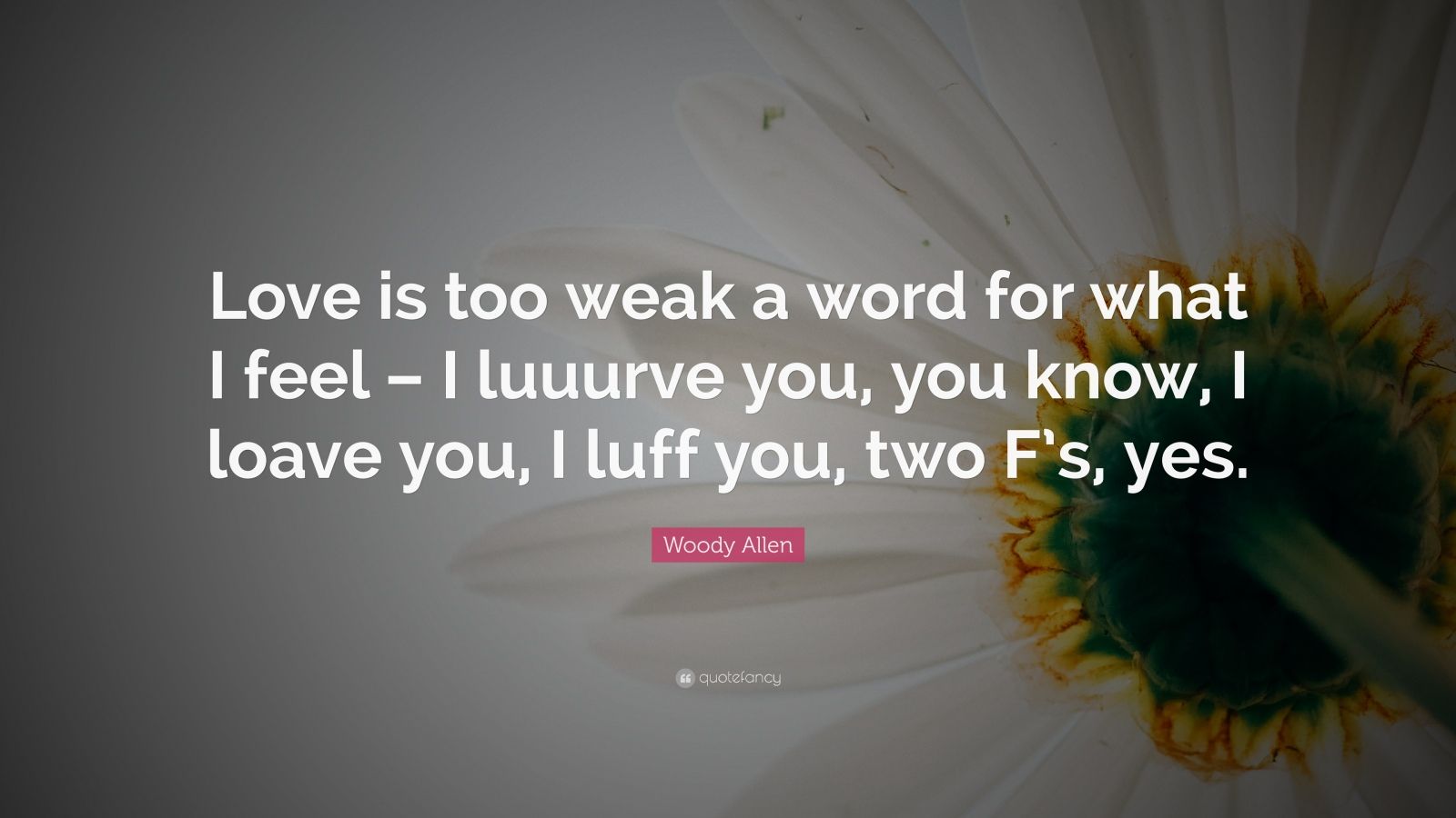 Woody Allen Quote: “Love is too weak a word for what I feel – I luuurve ...