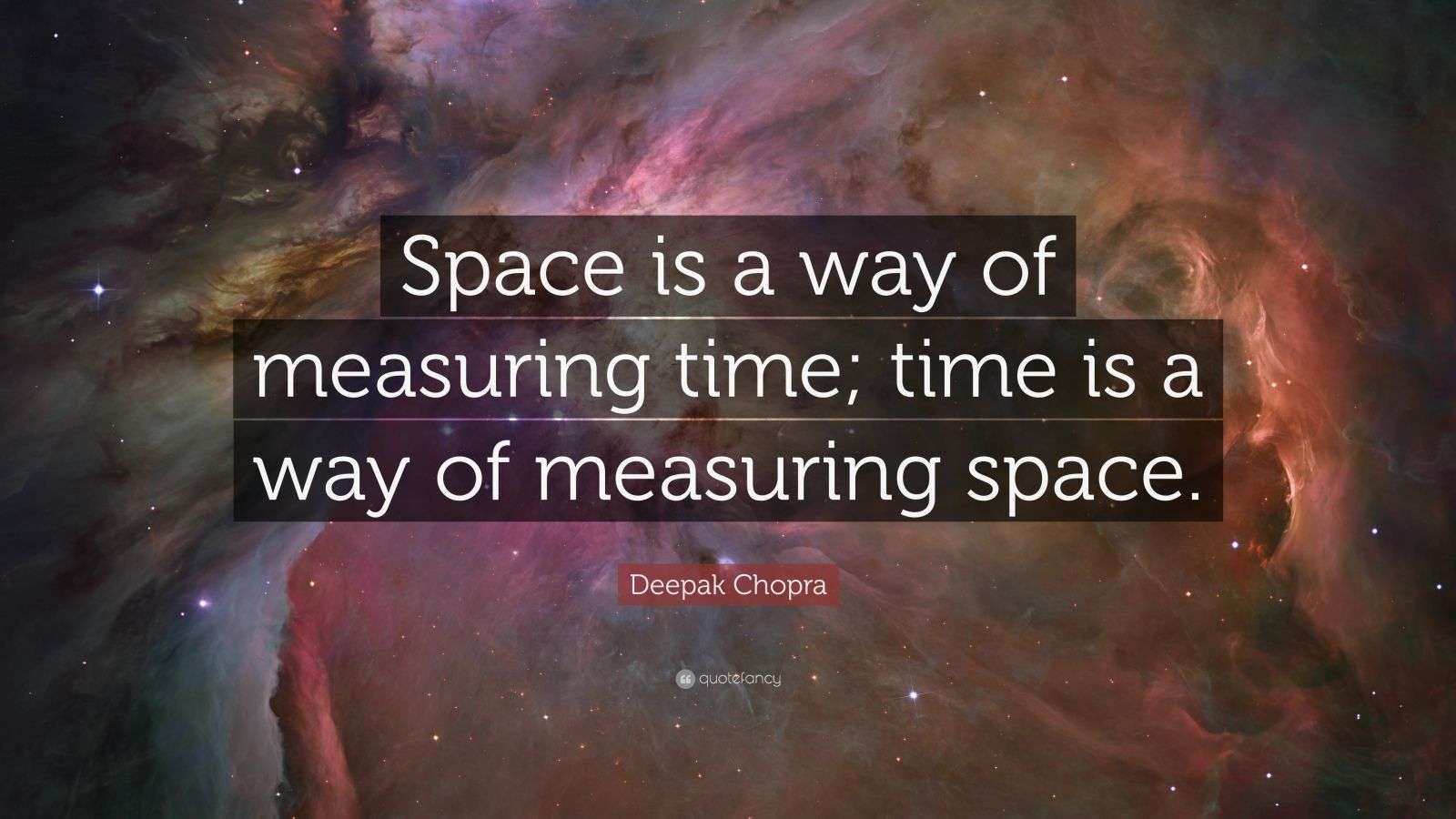 Deepak Chopra Quote: “Space is a way of measuring time; time is a way ...