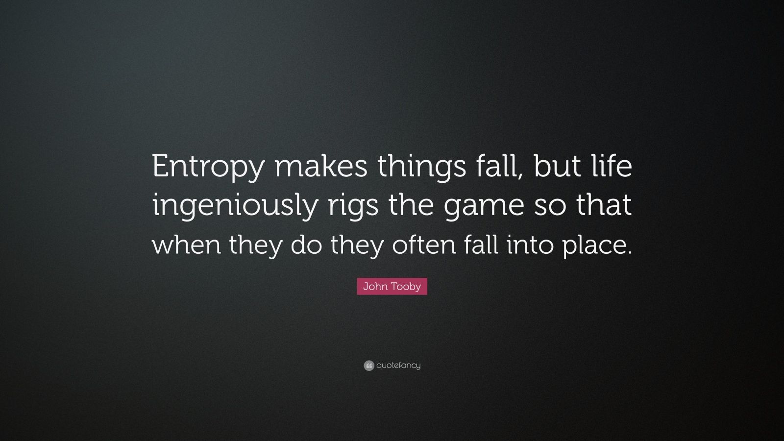 John Tooby Quote: “Entropy makes things fall, but life ingeniously rigs ...