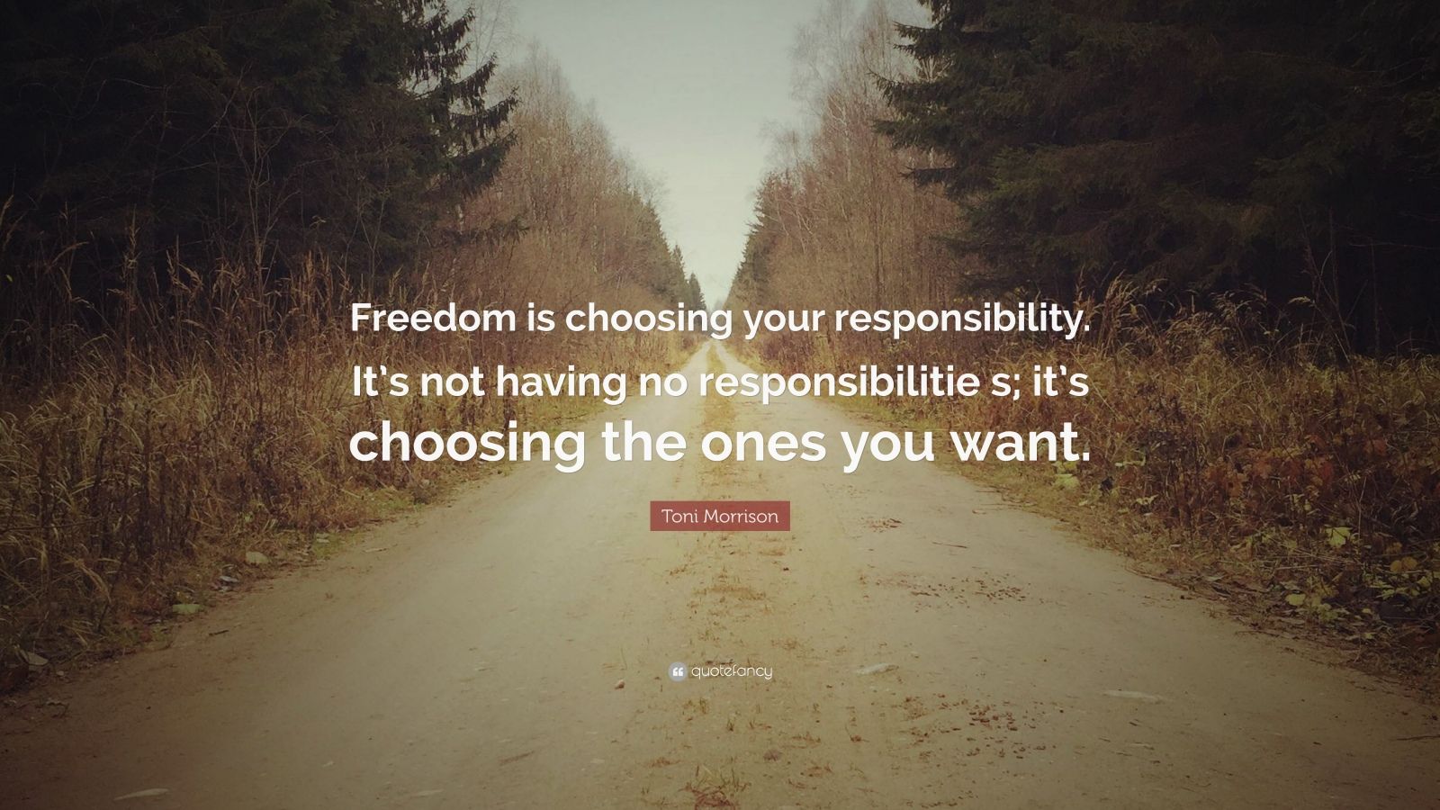 Toni Morrison Quote: “Freedom is choosing your responsibility. It’s not ...