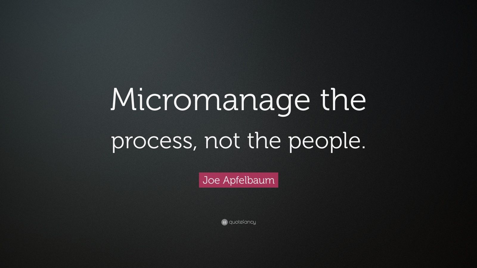 Joe Apfelbaum Quote: “Micromanage the process, not the people.” (18 ...