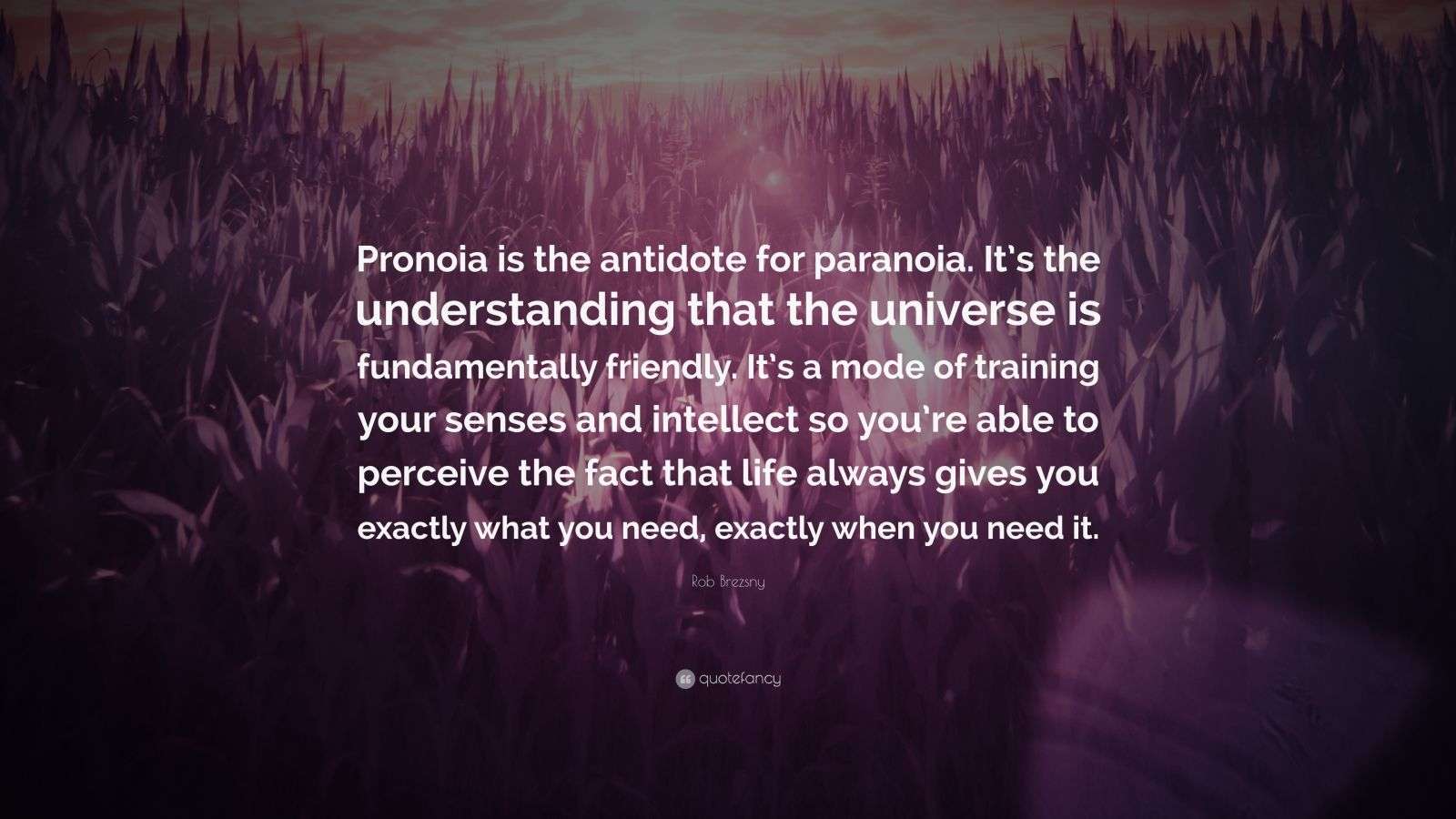Rob Brezsny Quote: “Pronoia is the antidote for paranoia. It’s the ...
