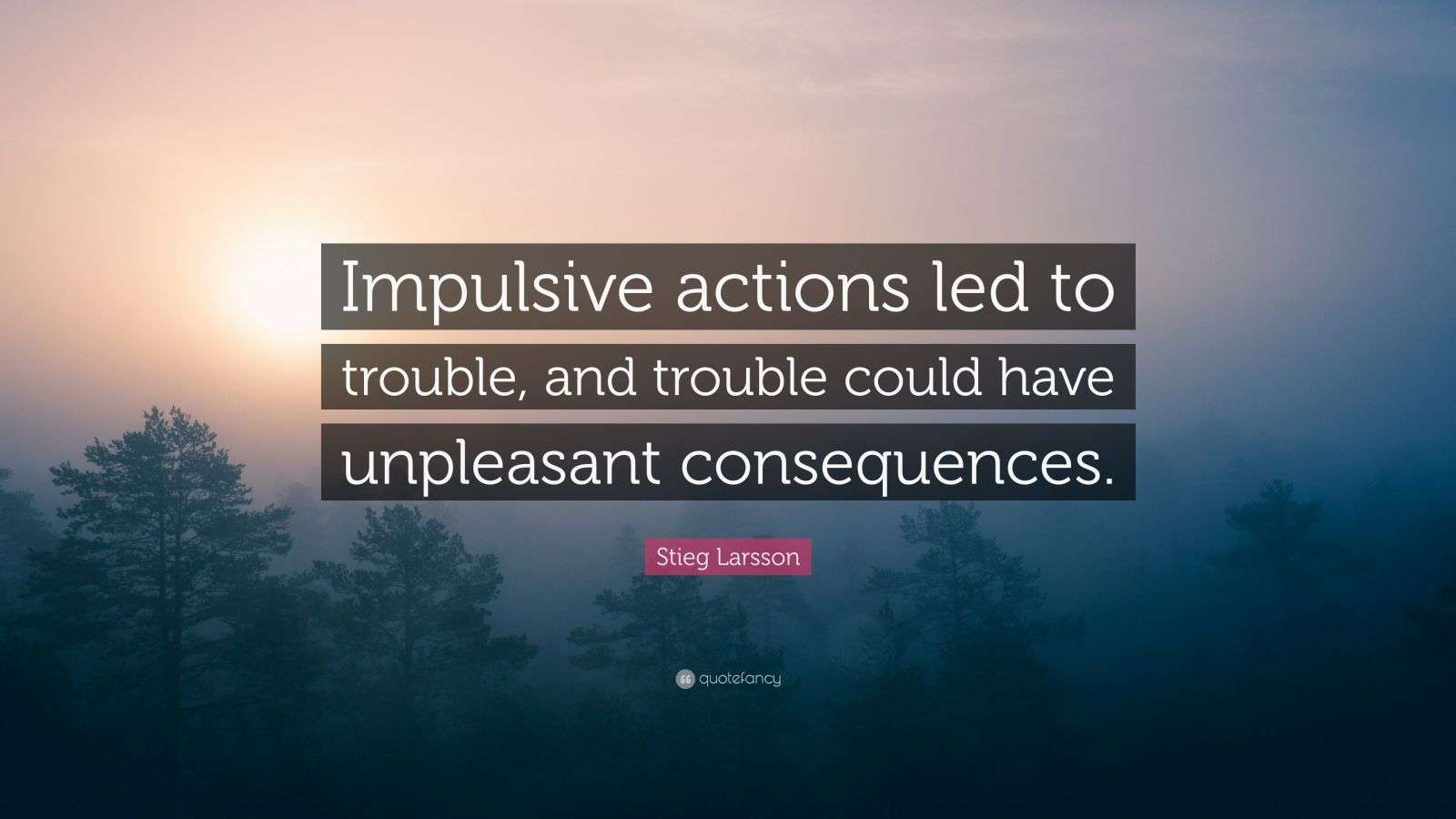 Stieg Larsson Quote: “Impulsive actions led to trouble, and trouble ...