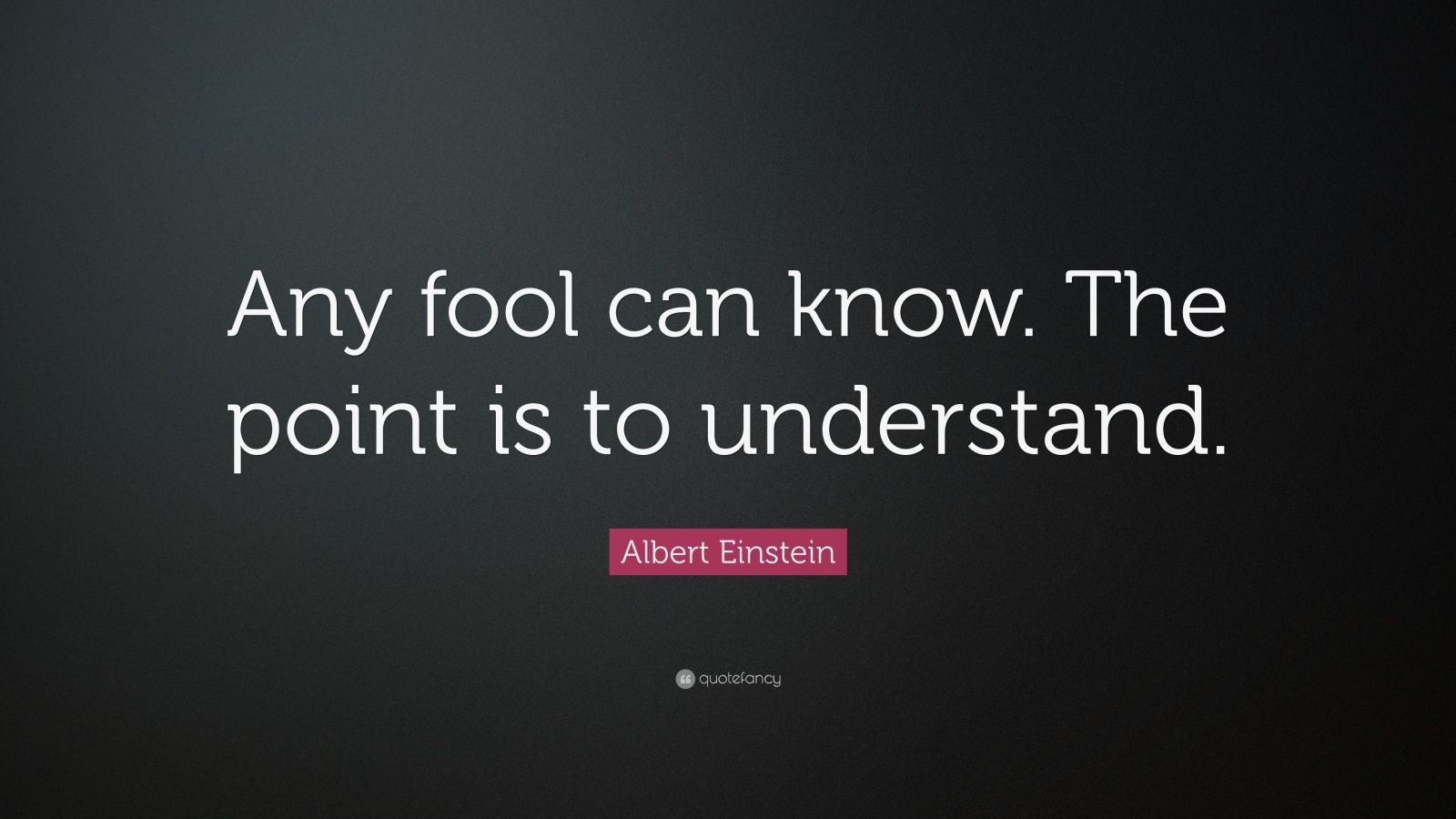 Albert Einstein Quote: “Any fool can know. The point is to understand ...