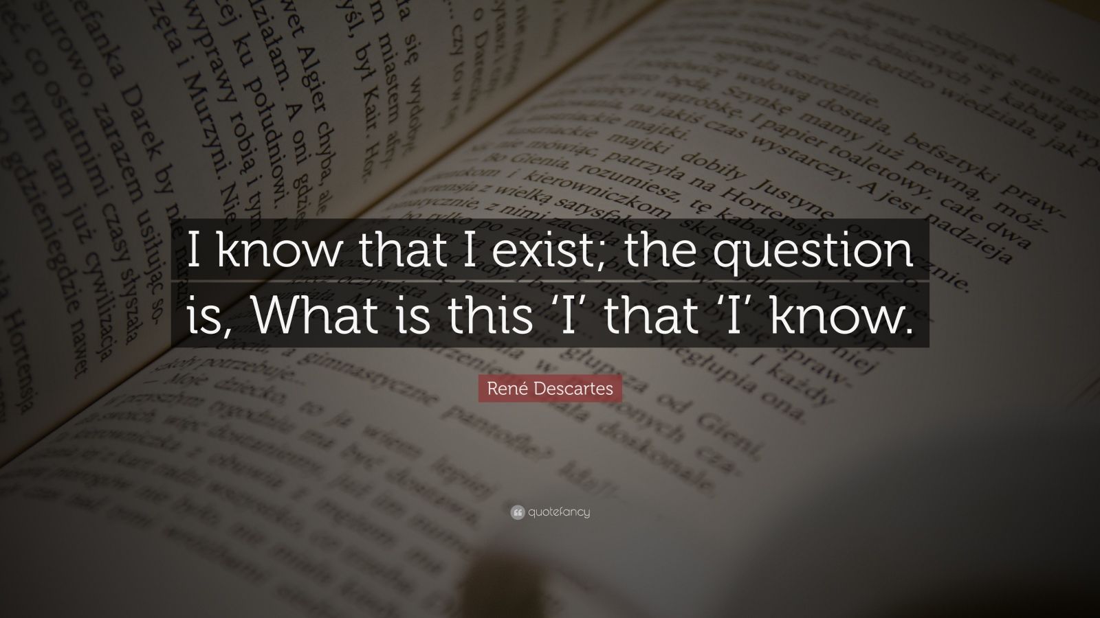 René Descartes Quote: “I know that I exist; the question is, What is ...