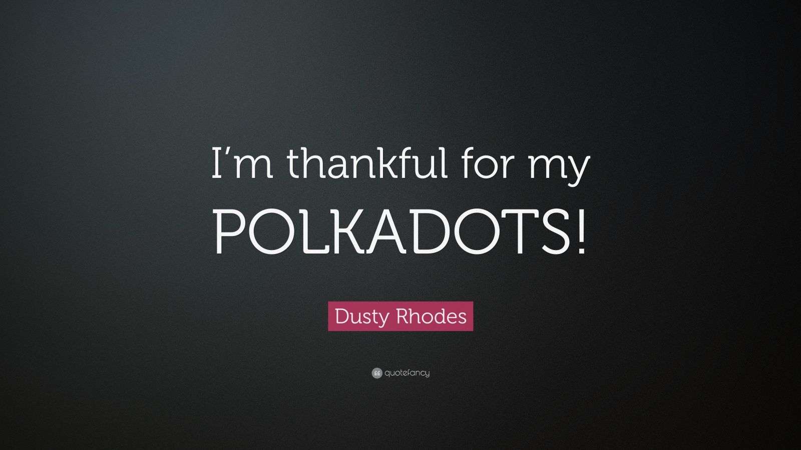 Dusty Rhodes Quote: “I’m thankful for my POLKADOTS!”