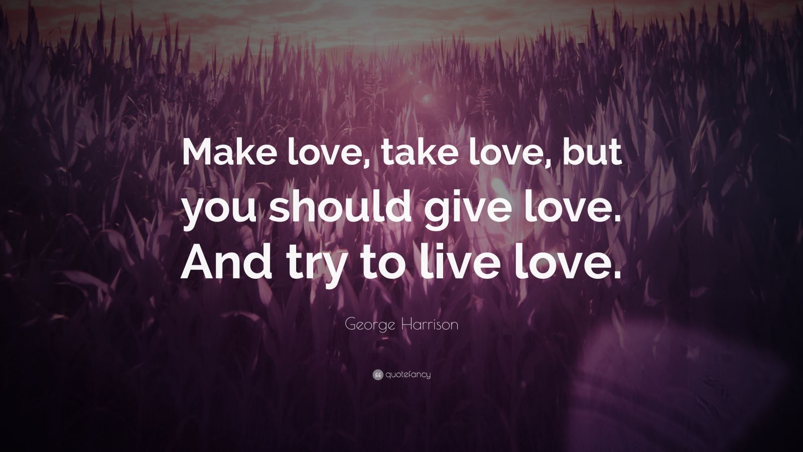 George Harrison Quote: “Make love, take love, but you should give love ...