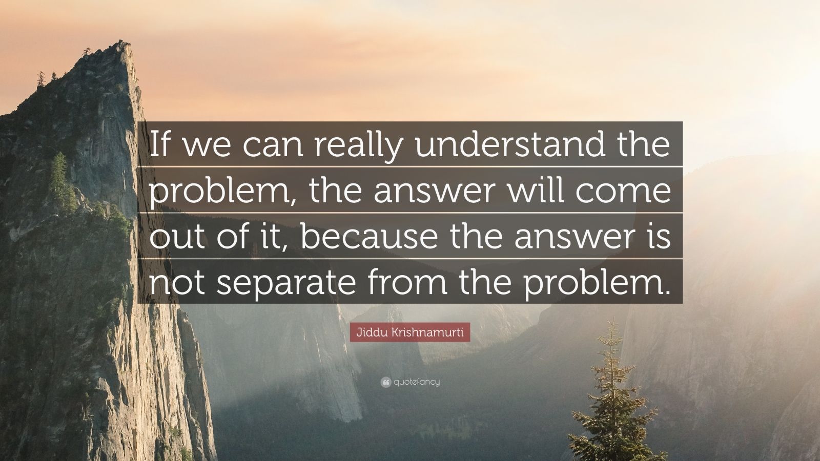 Jiddu Krishnamurti Quote: “If we can really understand the problem, the ...