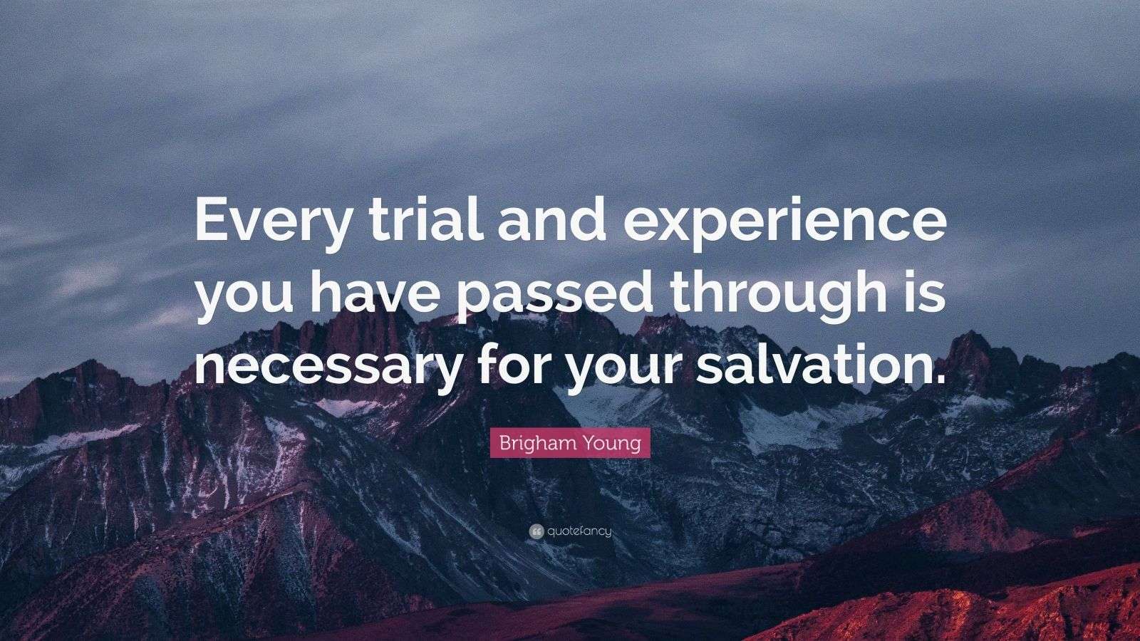 Brigham Young Quote: “Every trial and experience you have passed ...