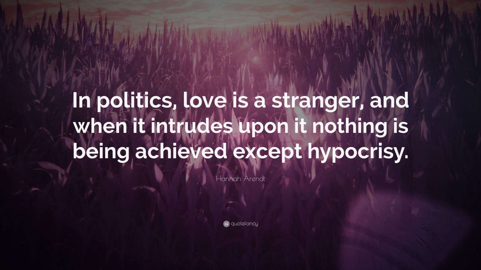 Hannah Arendt Quote: “In politics, love is a stranger, and when it ...