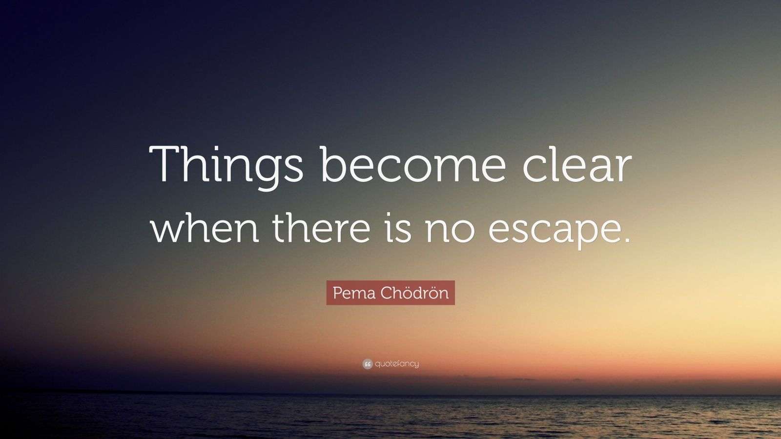 Pema Chödrön Quote: “Things become clear when there is no escape.” (7 ...