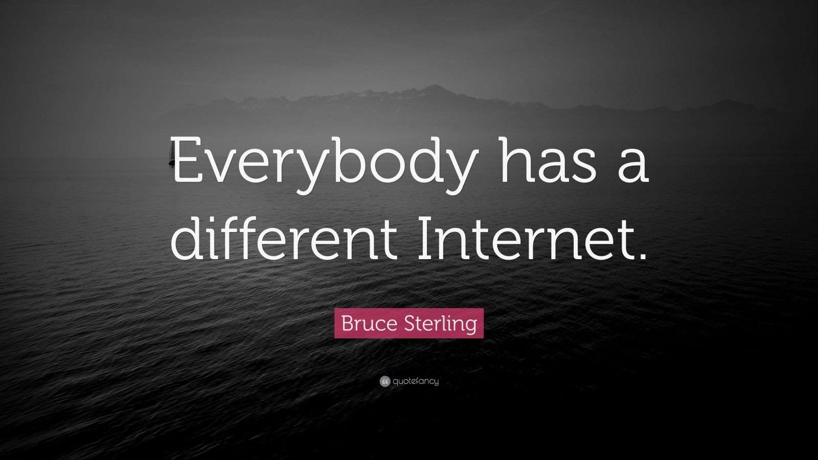 Bruce Sterling Quote: “Everybody has a different Internet.”
