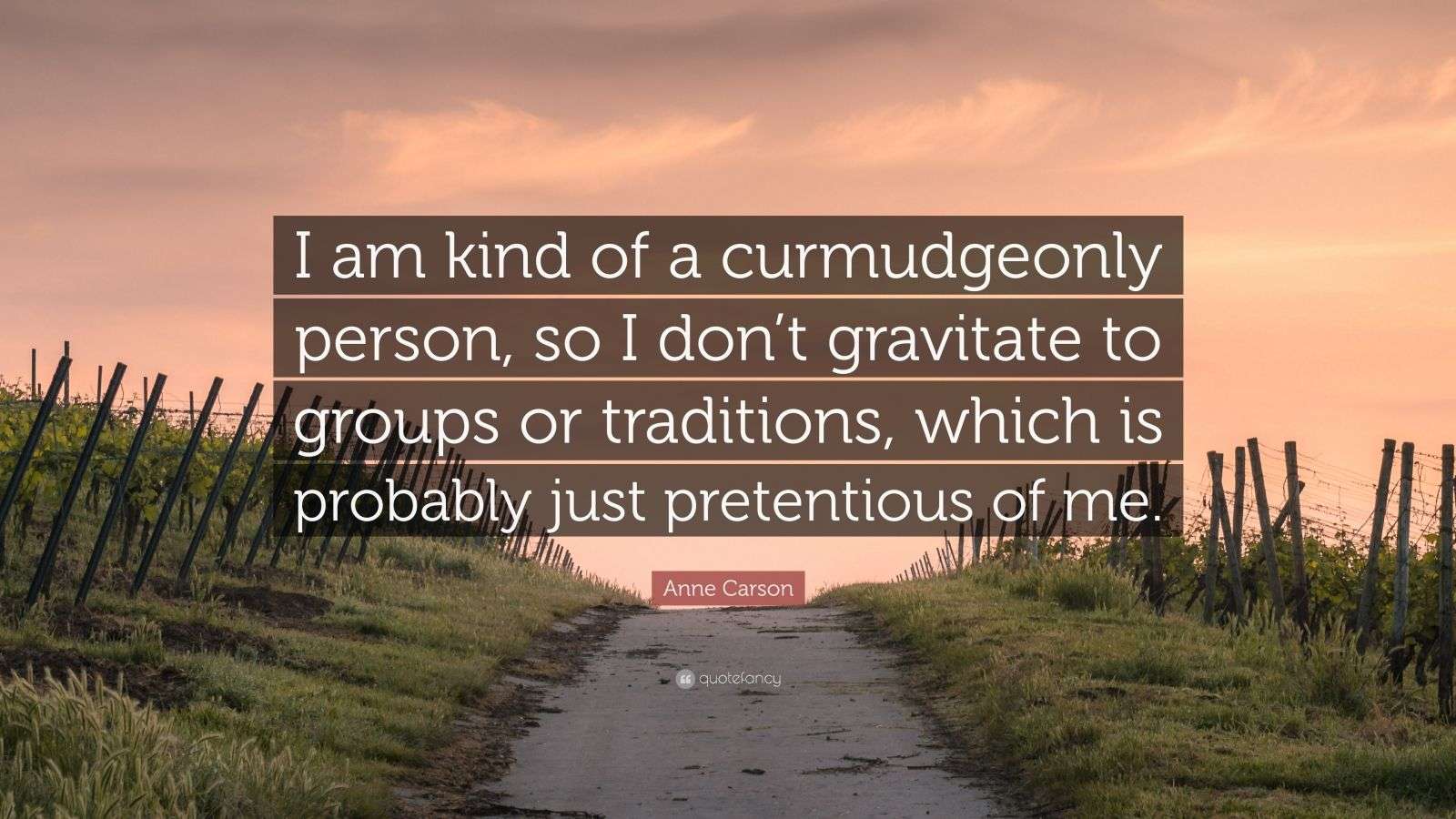 Anne Carson Quote: “I am kind of a curmudgeonly person, so I don’t ...