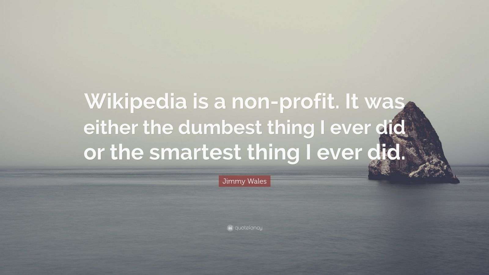 Jimmy Wales Quote: “Wikipedia is a non-profit. It was either the ...