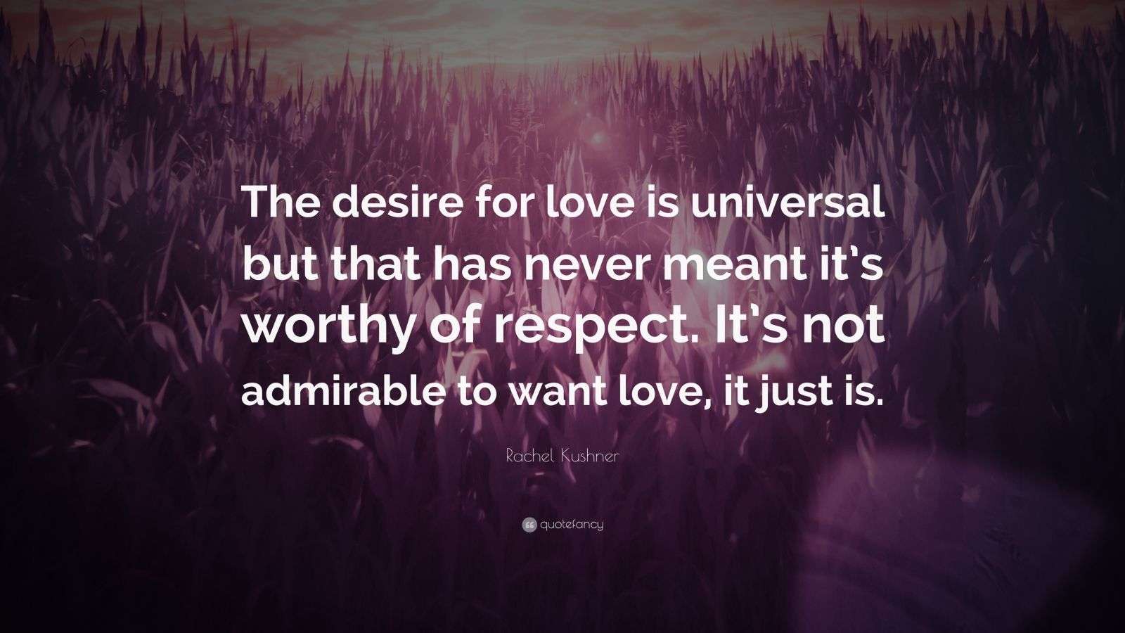 Rachel Kushner Quote: “The desire for love is universal but that has ...