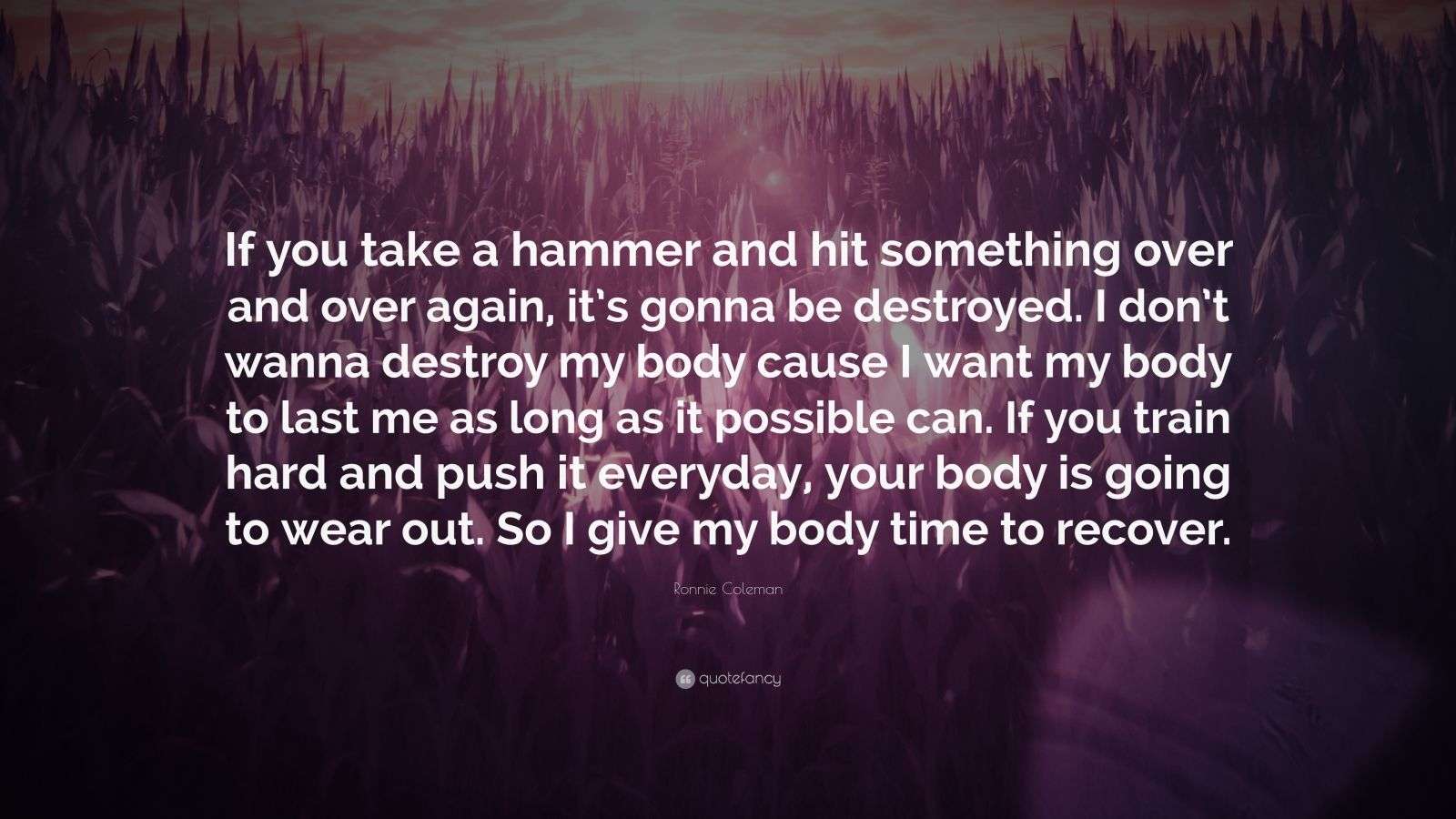Ronnie Coleman Quote: “If you take a hammer and hit something over and ...