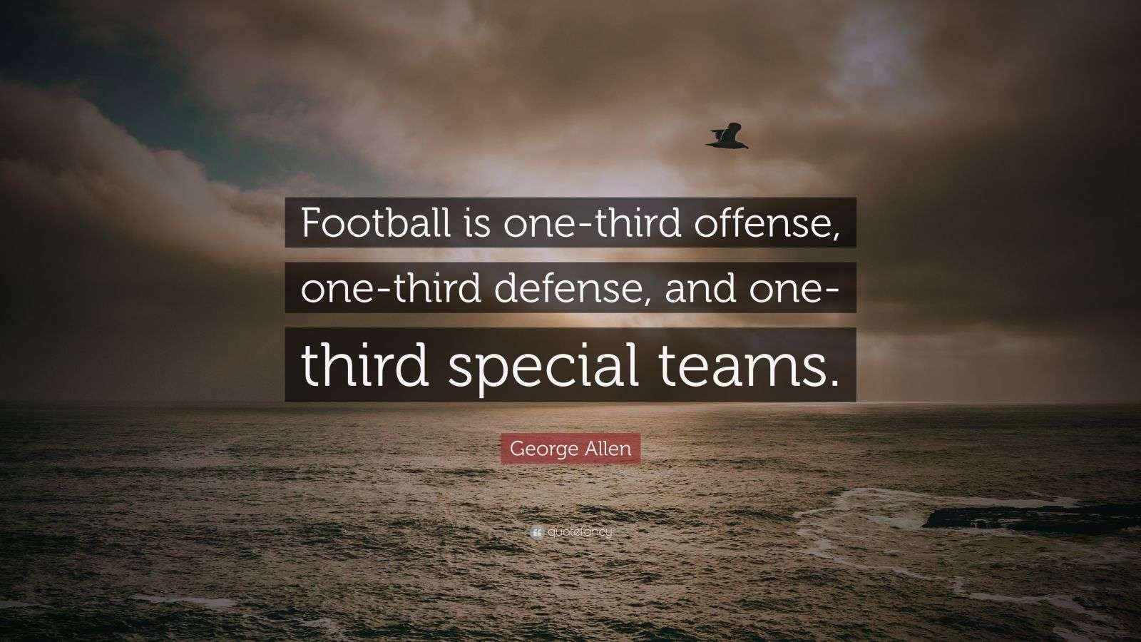 George Allen Quote: “Football is one-third offense, one-third defense ...