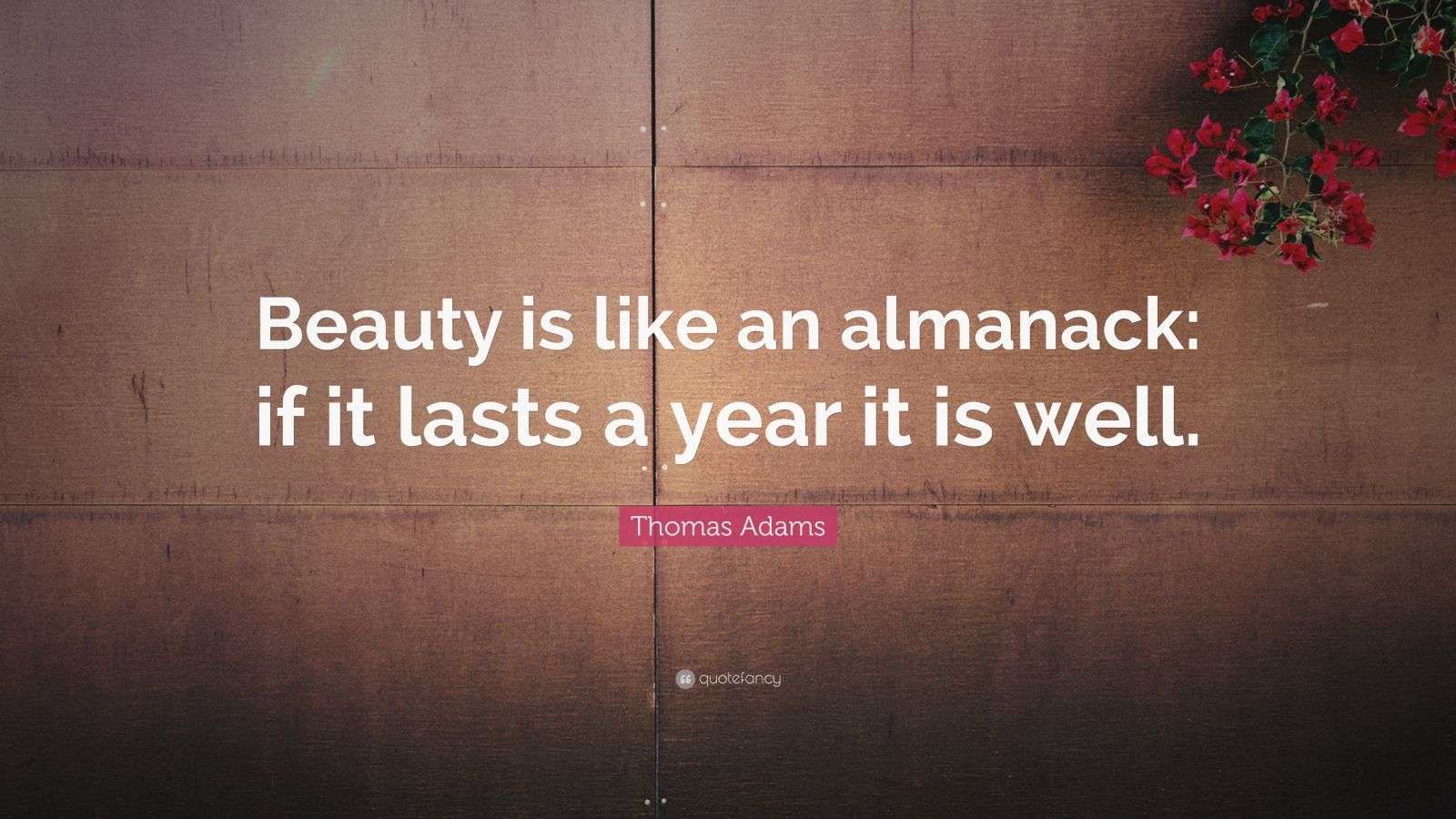 Thomas Adams Quote: “Beauty is like an almanack: if it lasts a year it ...