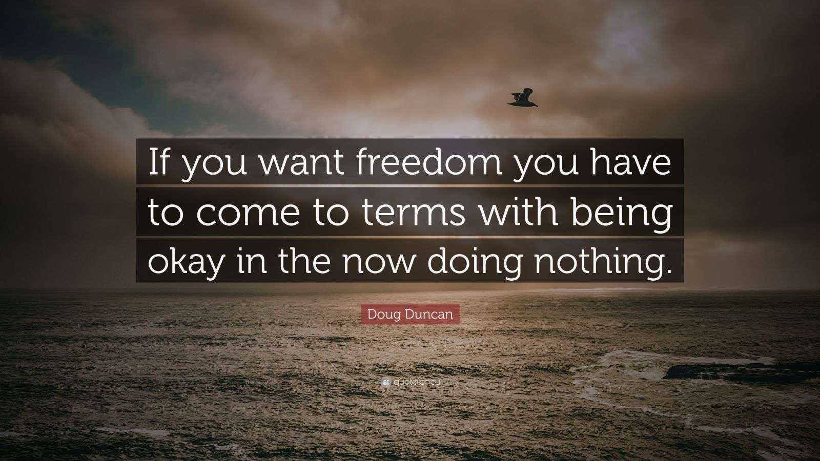 Doug Duncan Quote: “If you want freedom you have to come to terms with ...