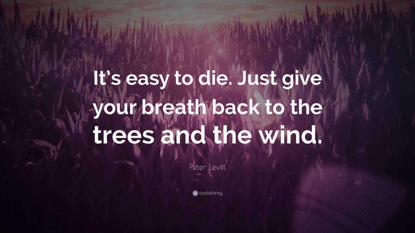 Peter Levitt Quote: “It’s easy to die. Just give your breath back to ...