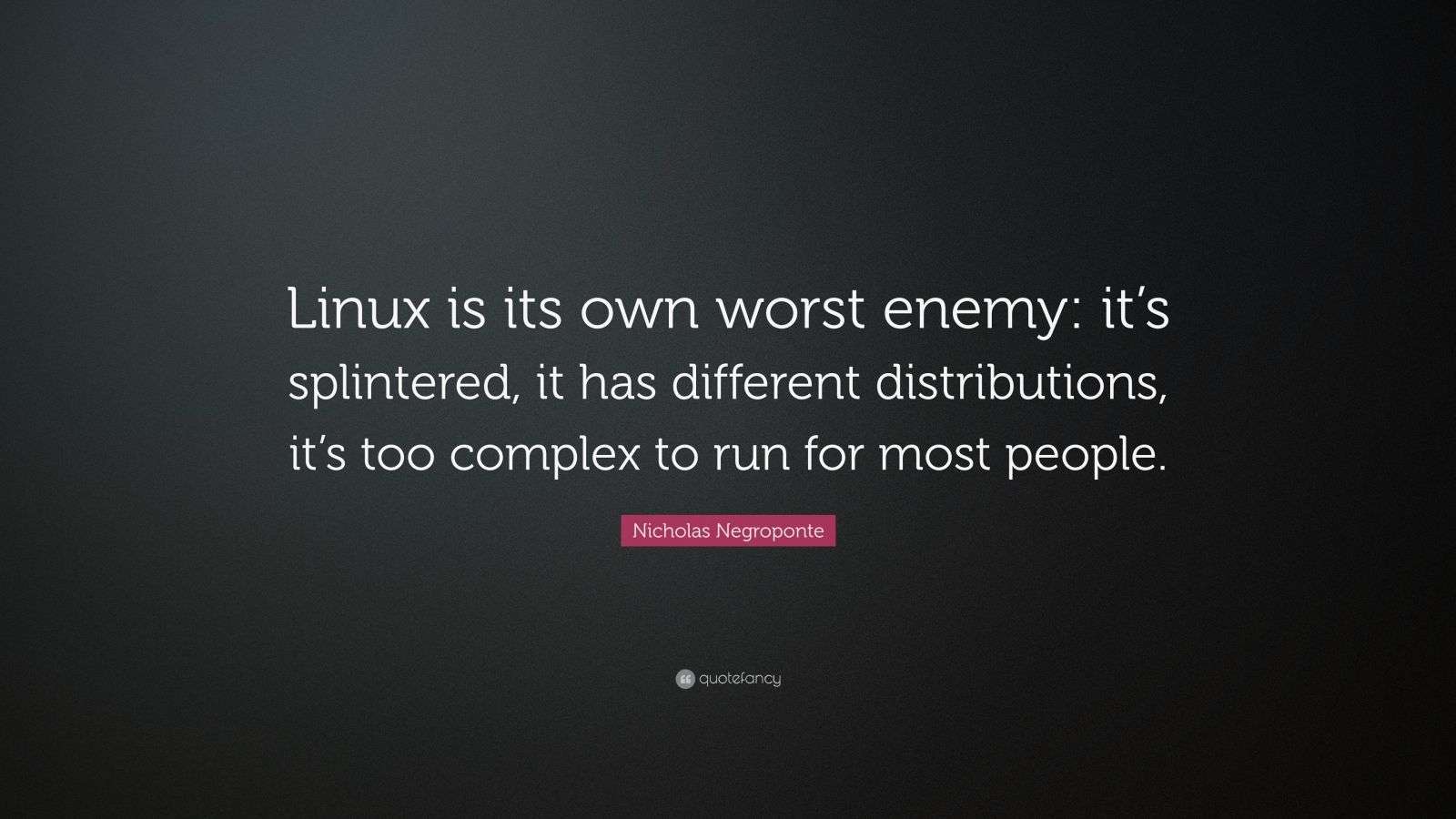 Nicholas Negroponte Quote: “Linux is its own worst enemy: it’s ...