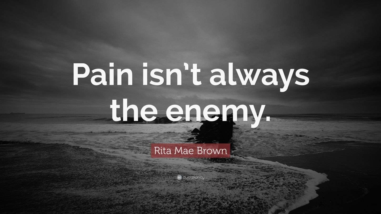 Rita Mae Brown Quote: “Pain isn’t always the enemy.”