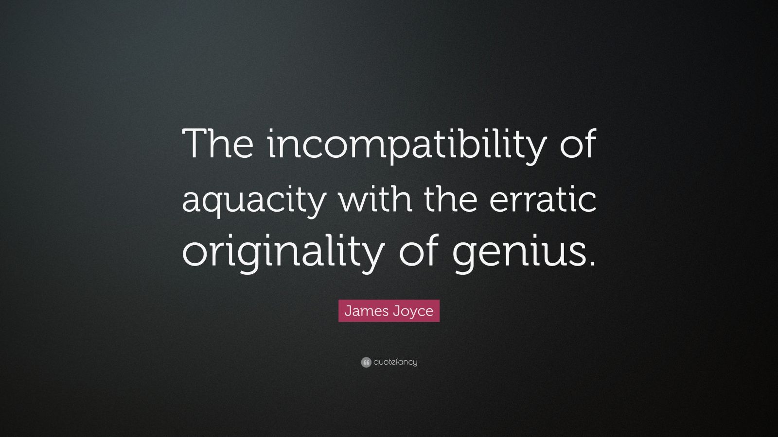 James Joyce Quote: “The incompatibility of aquacity with the erratic ...