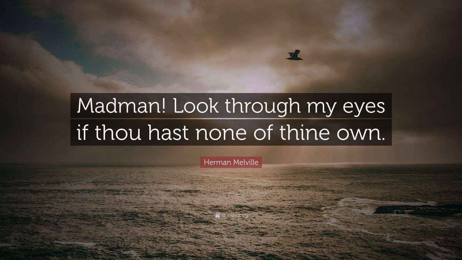 Herman Melville Quote: “Madman! Look through my eyes if thou hast none ...