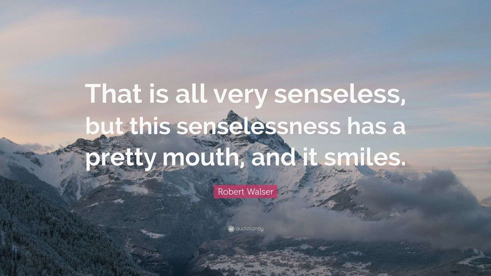 Robert Walser Quote: “That is all very senseless, but this ...