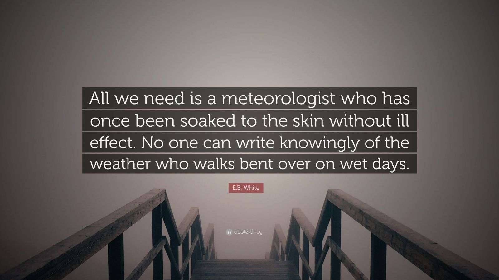 E.B. White Quote: “All we need is a meteorologist who has once been ...