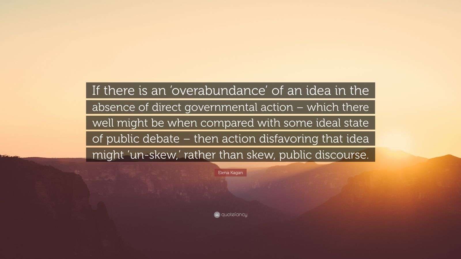 Elena Kagan Quote: “If there is an ‘overabundance’ of an idea in the ...