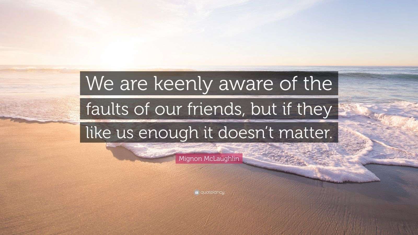 Mignon McLaughlin Quote: “We are keenly aware of the faults of our ...
