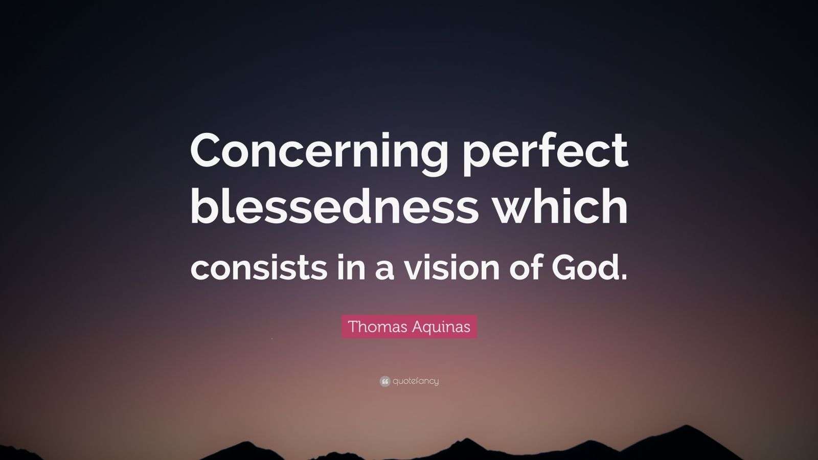 Thomas Aquinas Quote: “Concerning perfect blessedness which consists in ...