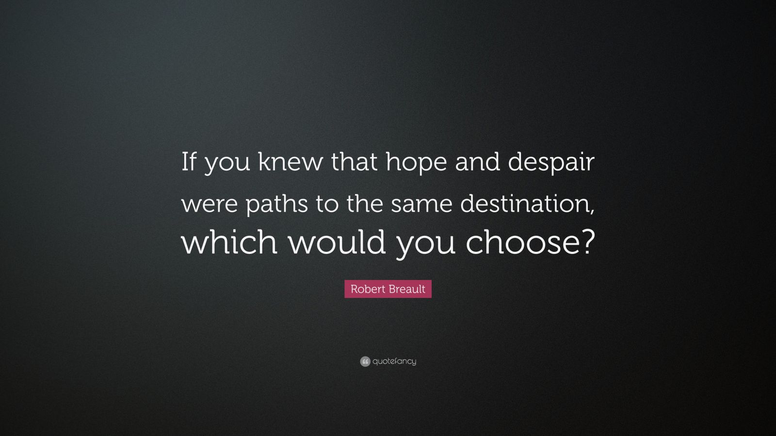 Robert Breault Quote: “If you knew that hope and despair were paths to ...