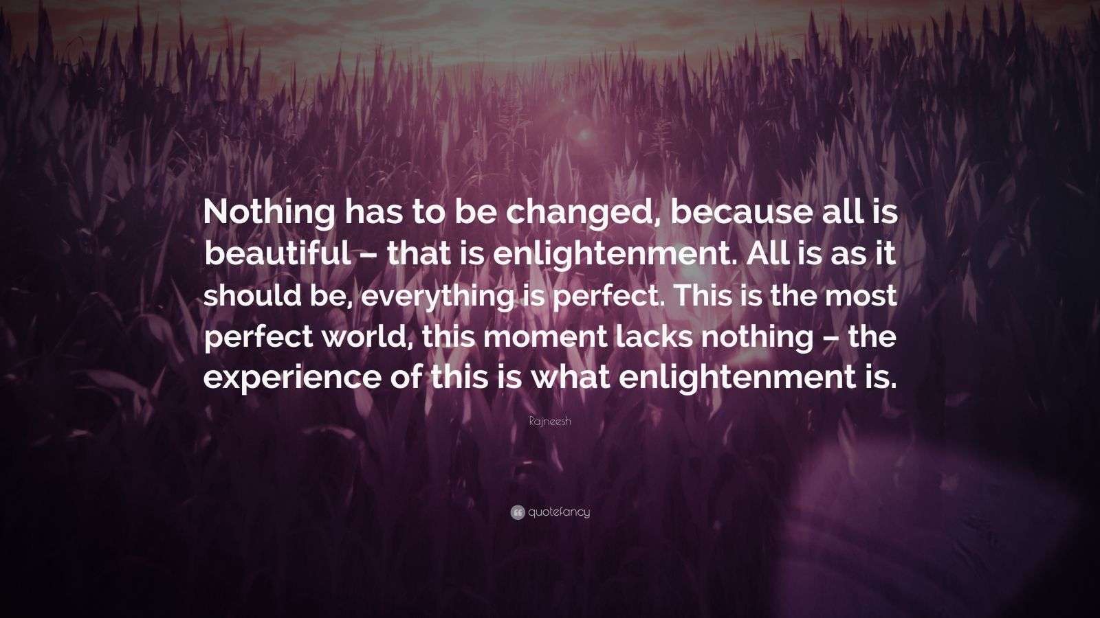 Rajneesh Quote Nothing Has To Be Changed Because All Is Beautiful