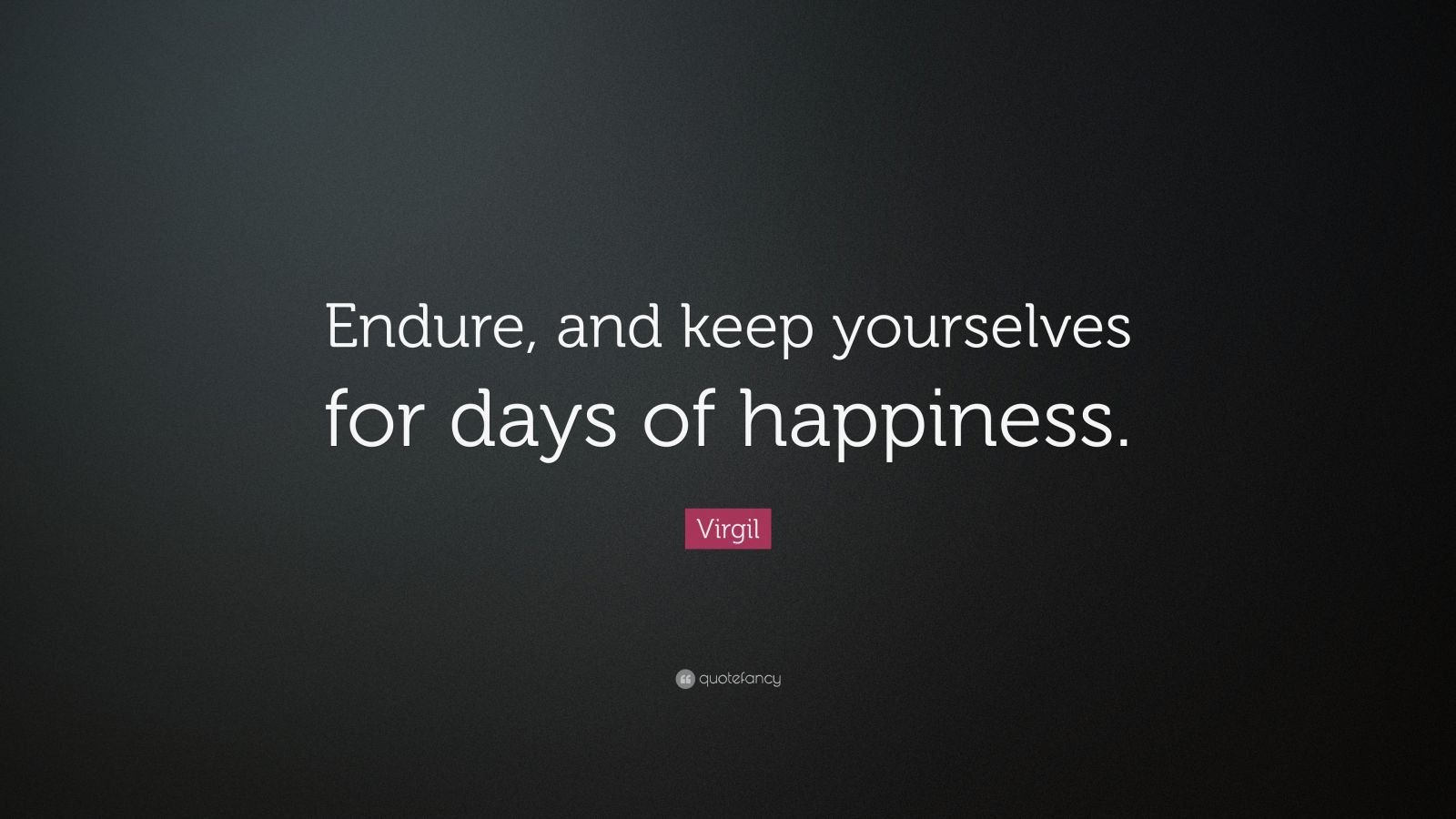 Virgil Quote: “Endure, and keep yourselves for days of happiness.”
