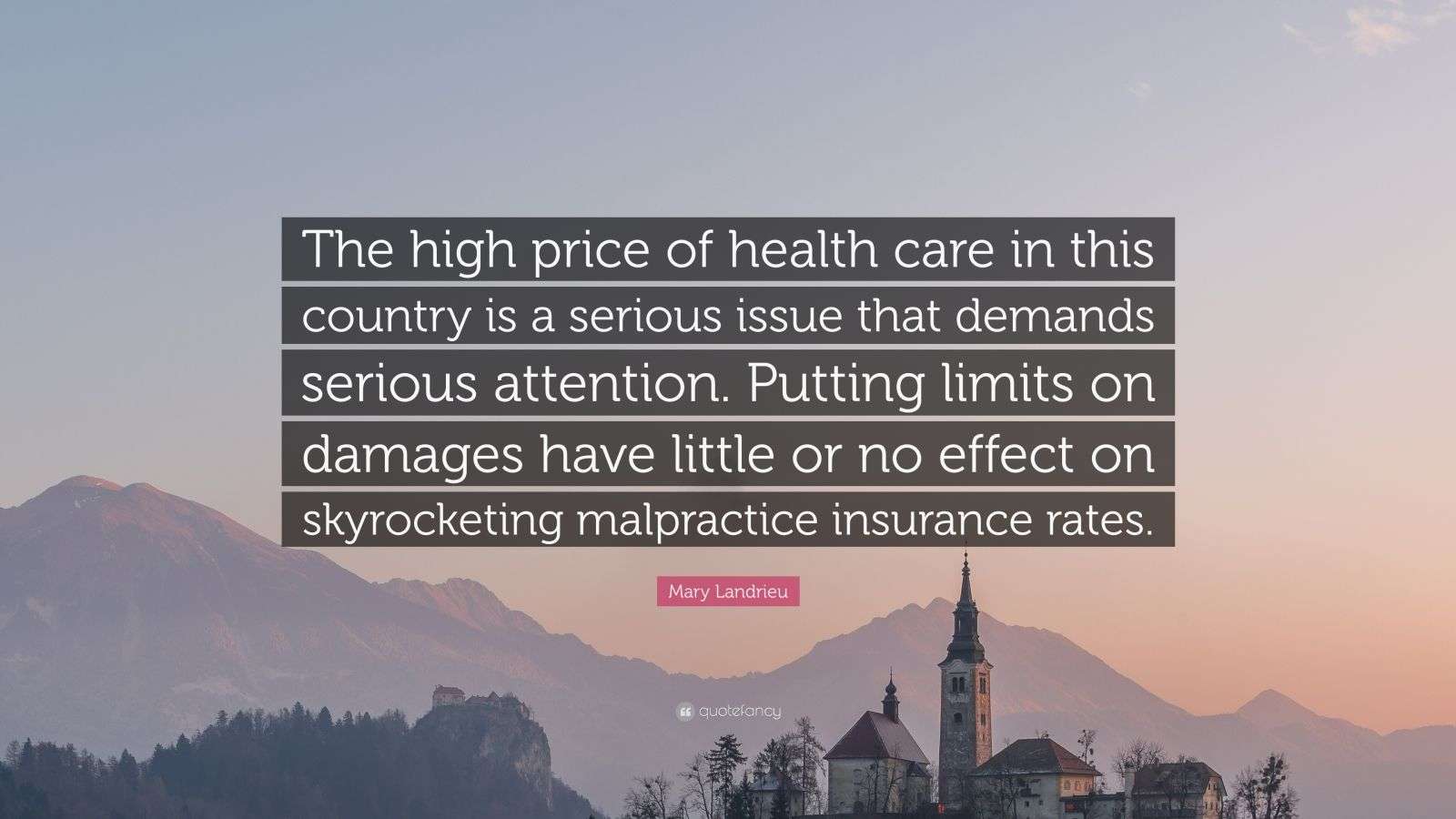 Mary Landrieu Quote: “The high price of health care in this country is ...