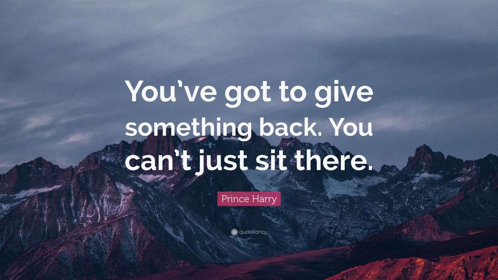 Prince Harry Quote: “You’ve got to give something back. You can’t just ...