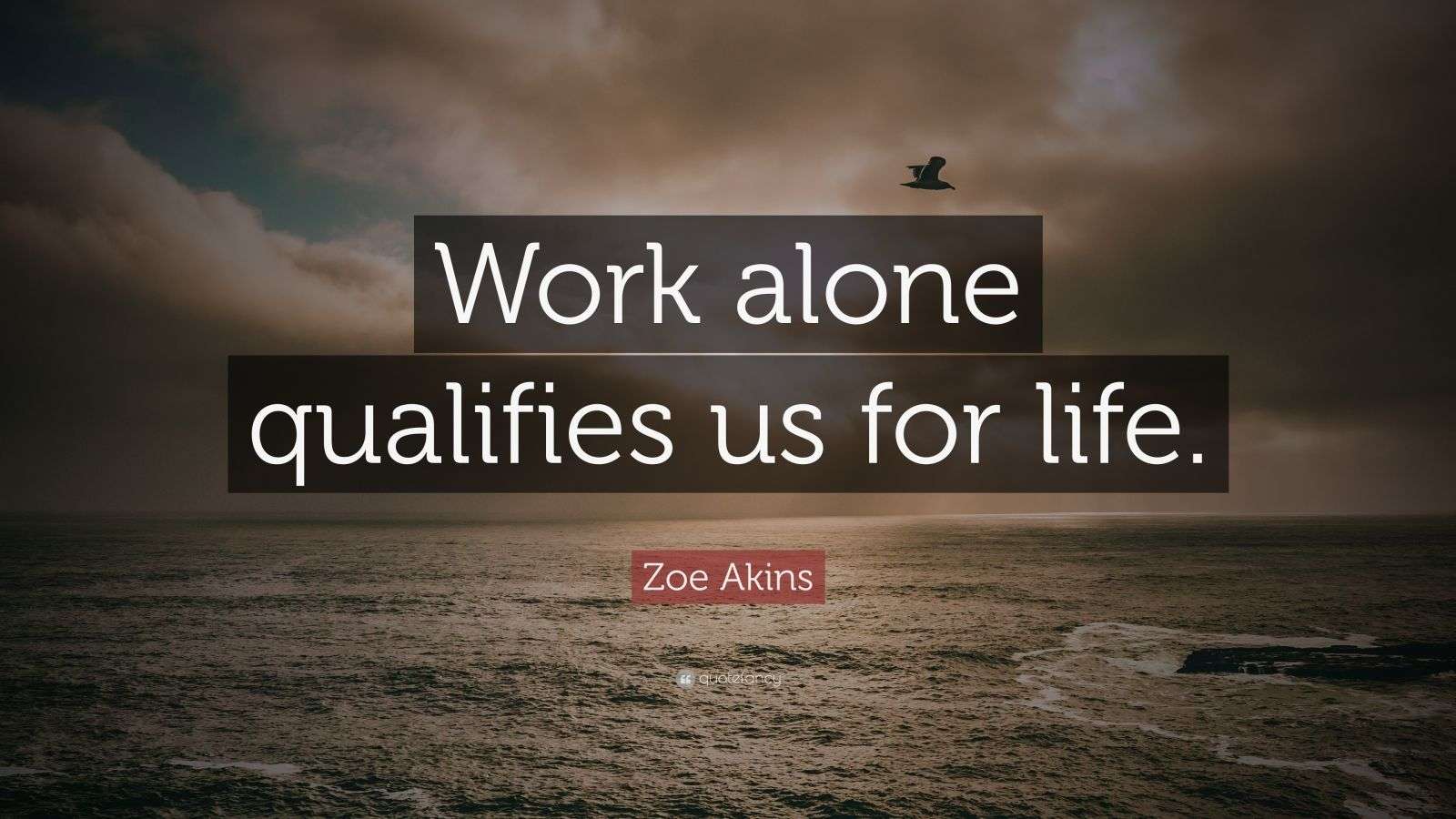 Zoe Akins Quote: “Work alone qualifies us for life.”