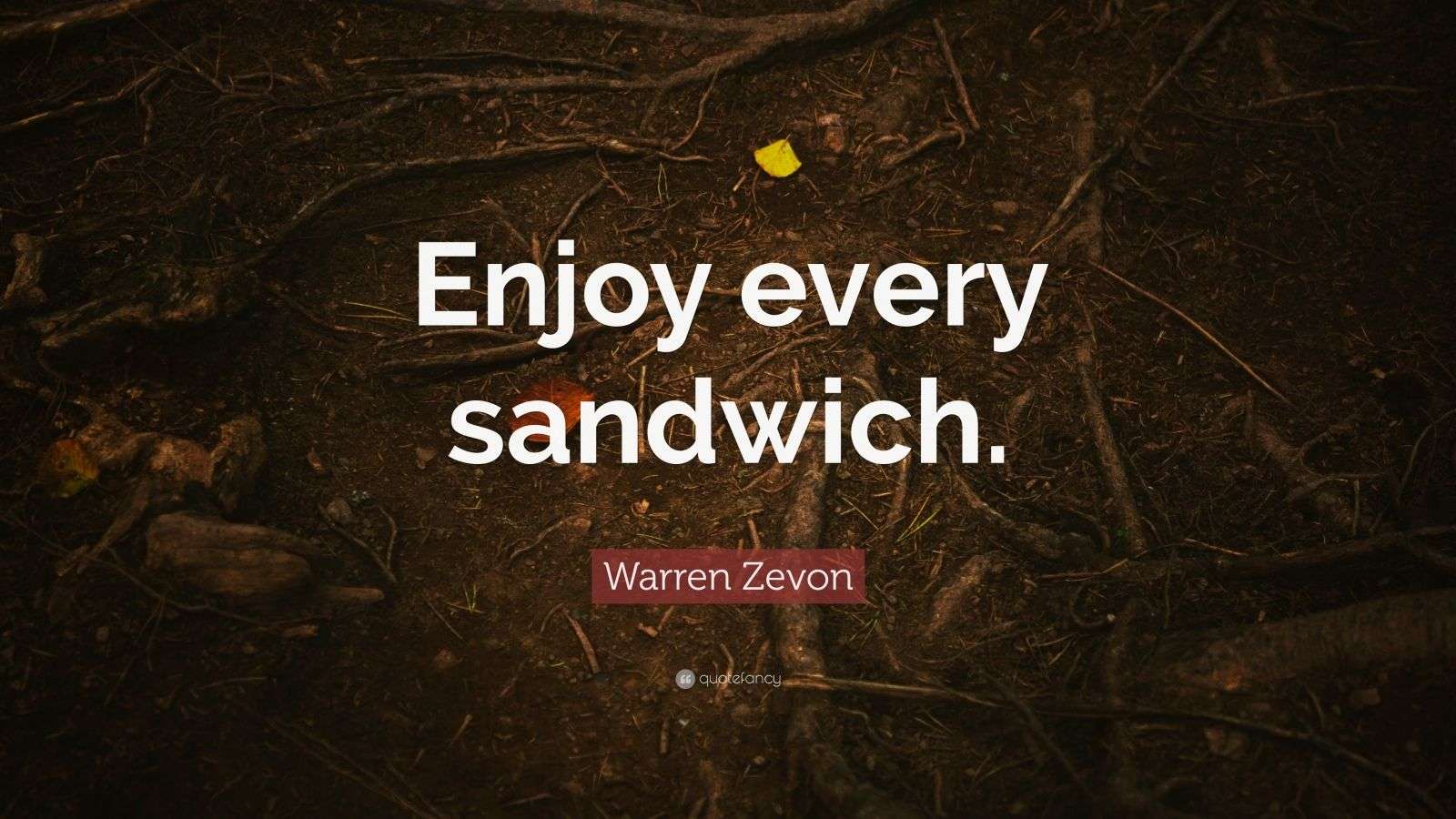 Warren Zevon Quote: “Enjoy every sandwich.” (12 wallpapers) - Quotefancy