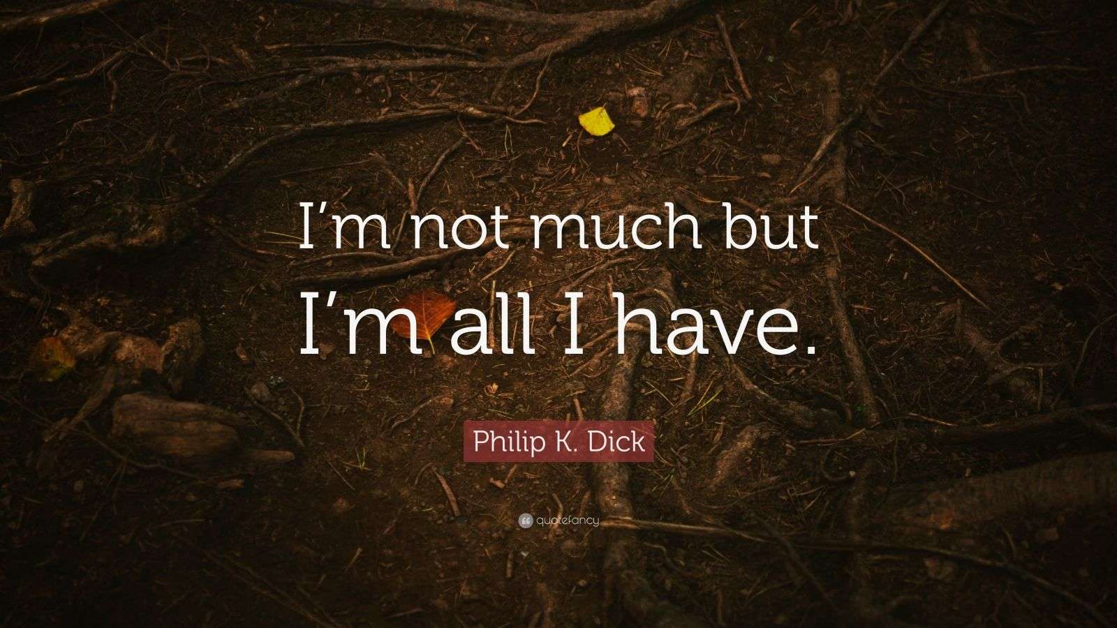 Philip K. Dick Quote: “I’m not much but I’m all I have.” (12 wallpapers ...