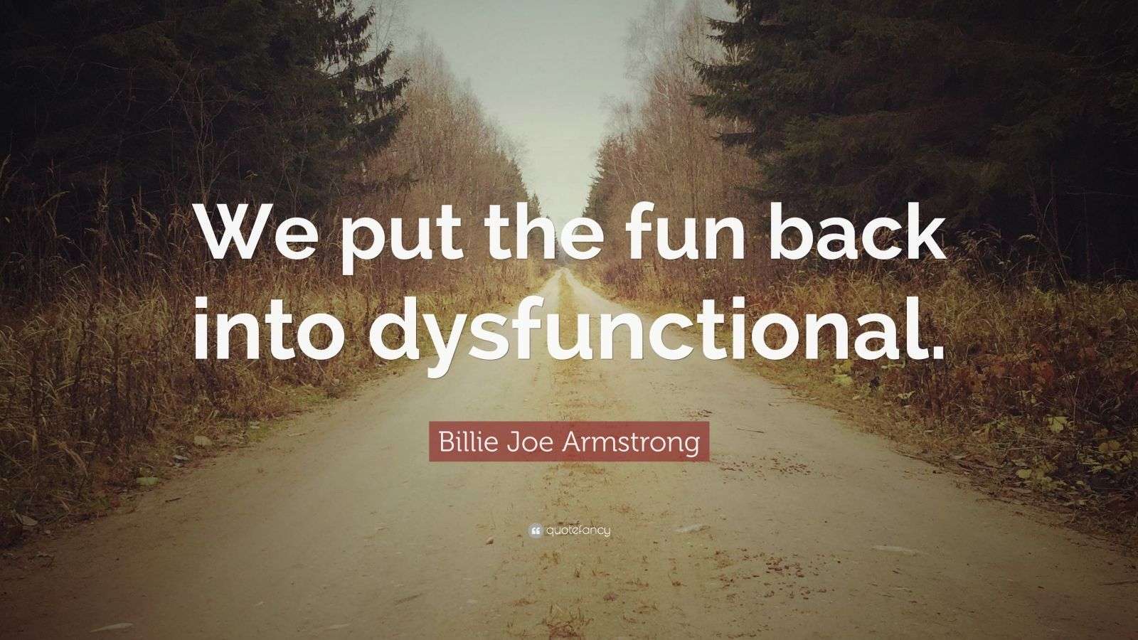 Billie Joe Armstrong Quote: “We put the fun back into dysfunctional ...