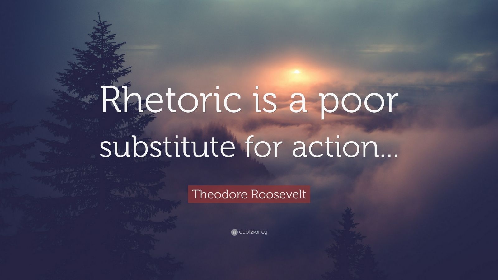 Theodore Roosevelt Quote: “Rhetoric is a poor substitute for action ...
