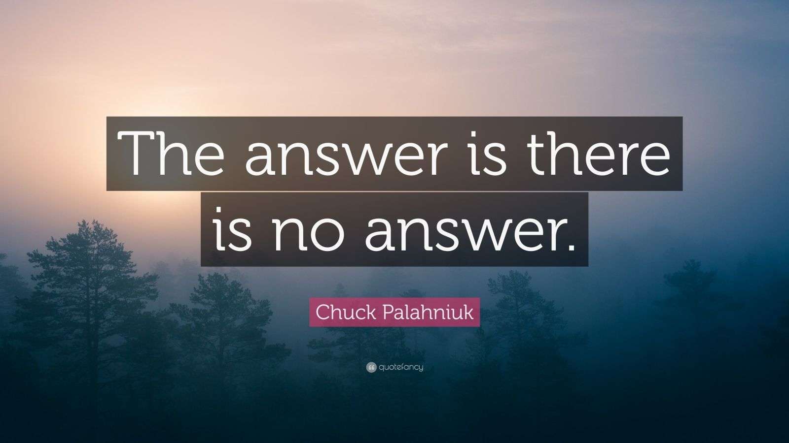 Chuck Palahniuk Quote: “The answer is there is no answer.” (12 ...