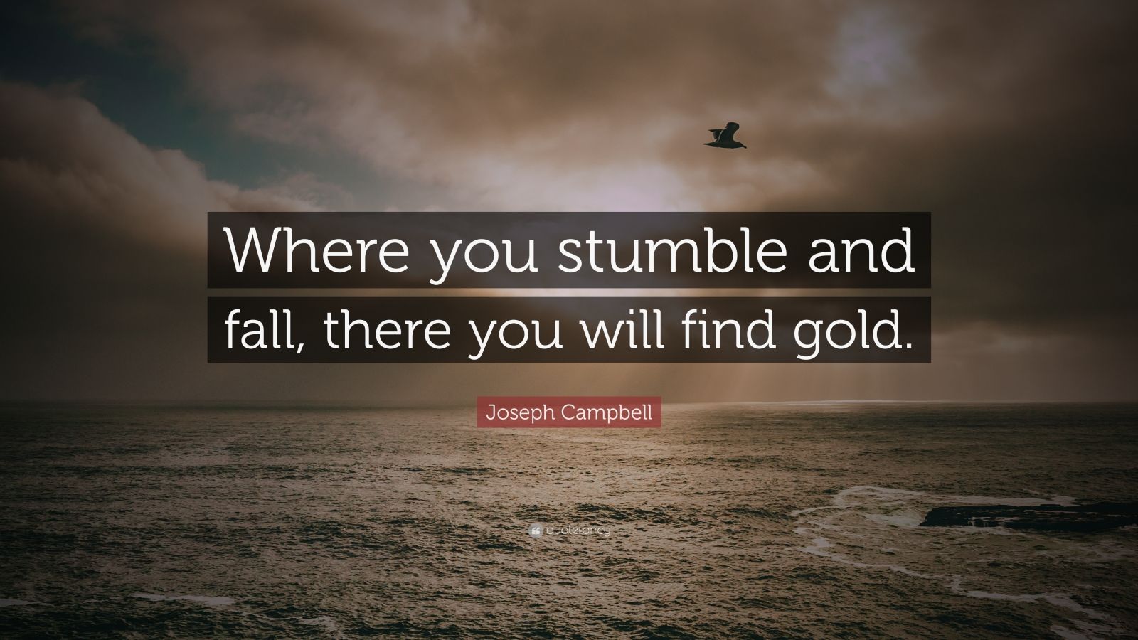 Joseph Campbell Quote: “Where you stumble and fall, there you will find ...