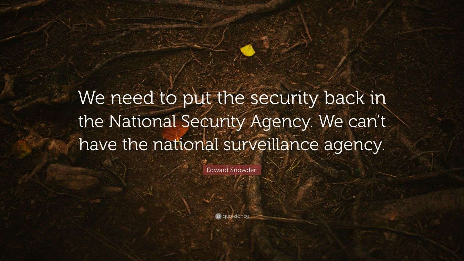 Edward Snowden Quote: “We need to put the security back in the National ...