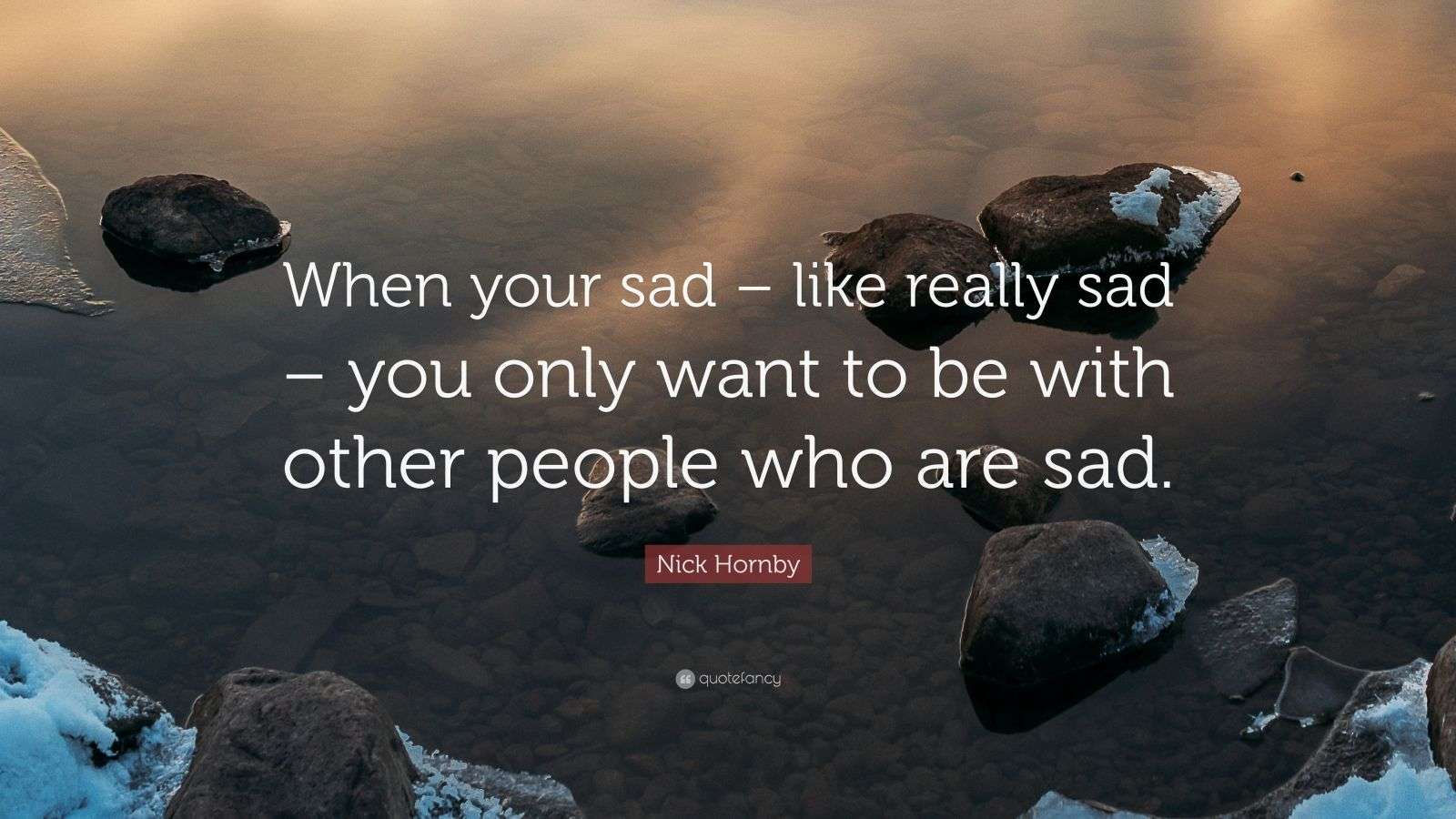 Nick Hornby Quote: “When your sad – like really sad – you only want to ...