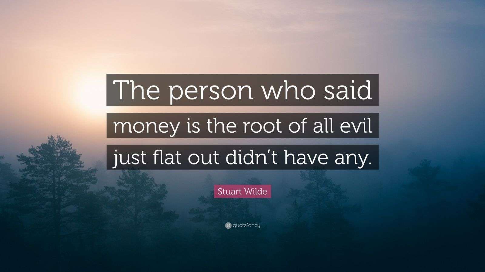 Stuart Wilde Quote: “The person who said money is the root of all evil ...